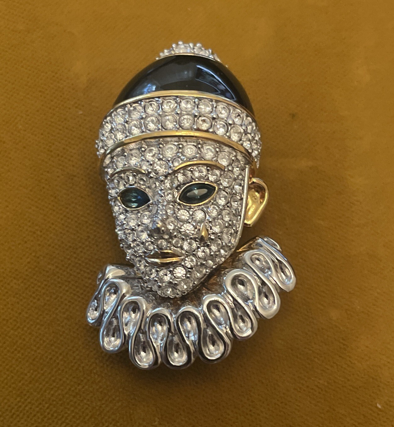Vintage Swarovski Pave & Enamel Pierrot Clown Pin / B… - Gem