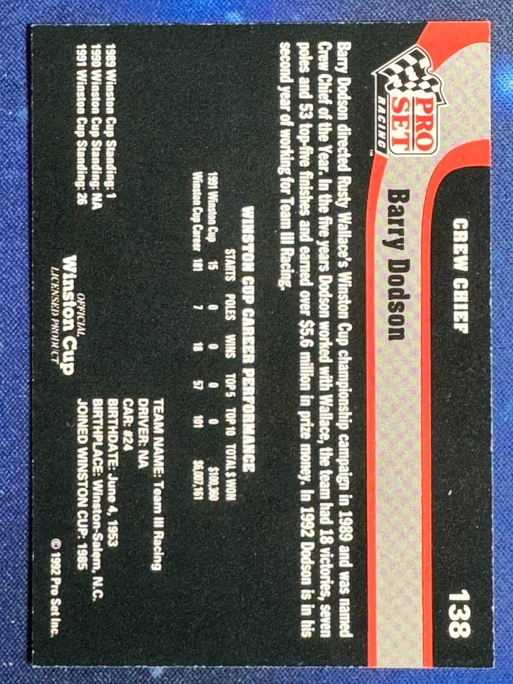 Barry Dodson 1992 Pro Set #138 | eBay