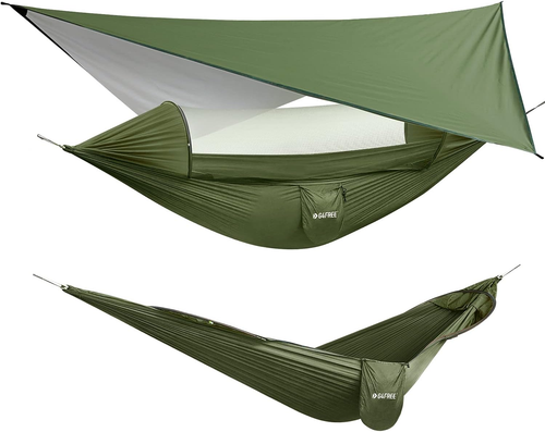 Large Camping Hammock with Mosquito Net and Rain Fly- 2 Person Portable ...