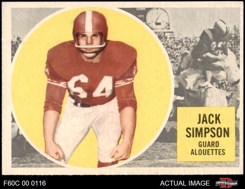 1960 Topps CFL #47 Jackie Simpson Ole Miss 6 - EX/MT | eBay