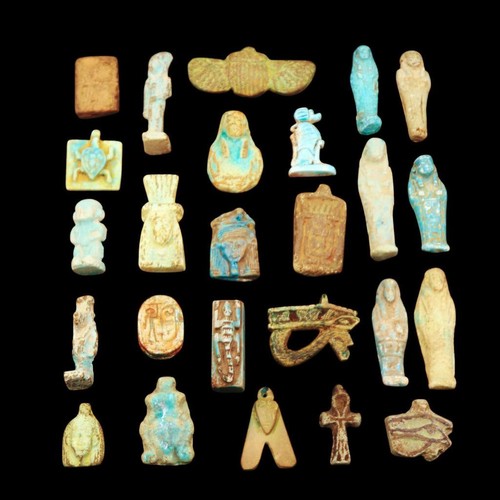 RARE Unique Collection Set 25 Antique Faience/Stone of Ancient Egyptian ...