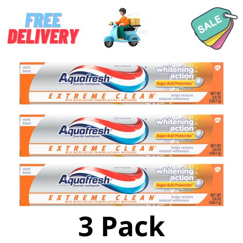 Aquafresh Extreme Clean Whitening Action Fluoride Toothpaste, 5.6 Oz, 3 ...
