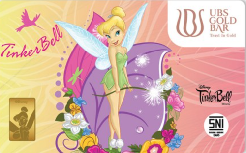 Disney Tinkerbell Solid Gold 24k Fairies 1 Gram Pink Flower Gift Card ...