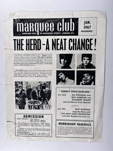 Jimi Hendrix Experience Flyer First Appearance Marquee Club London ...