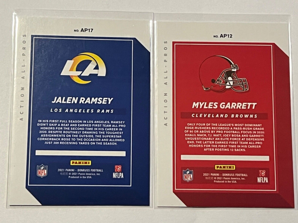 2021 Panini Donruss Action All Pros Insert Myles Garrett - Jalen Ramsey ...