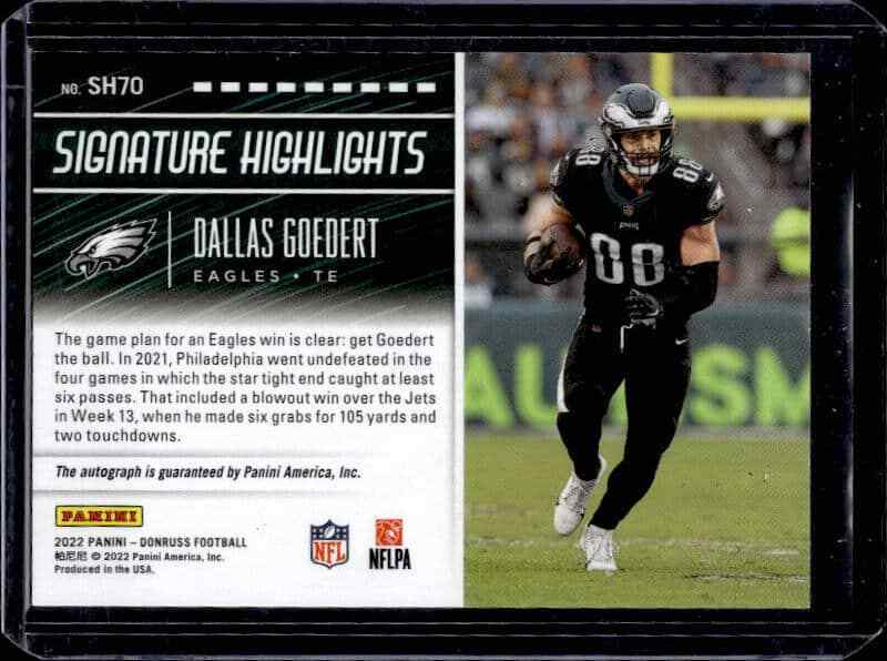 2022 Panini Donruss Dallas Goedert #SH70 Autograph | eBay