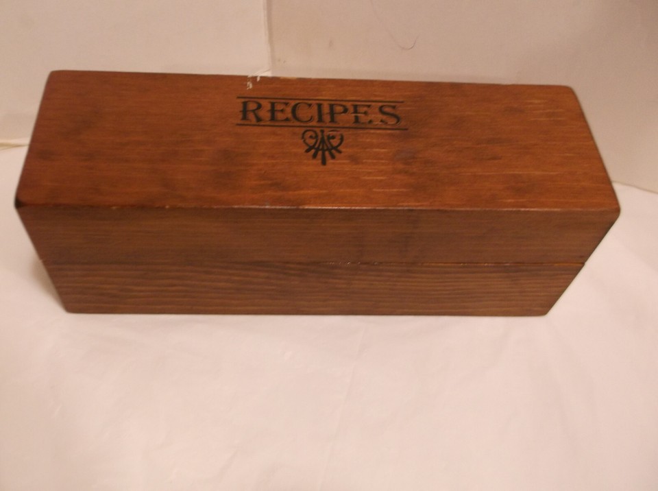 VINTAGE WOOD Double Recipe Box Rustic Farmhouse W/recipe card dividers ...