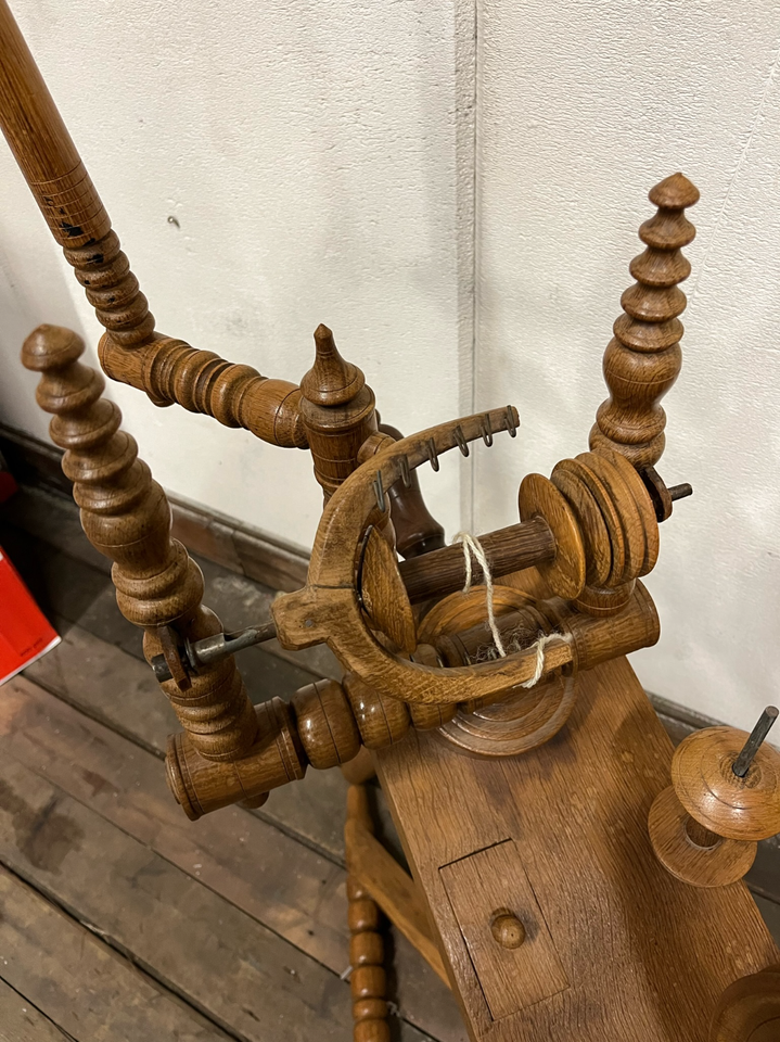 Dutch Saxony Spinning Wheel with Distaff (Mid-Century) | eBay