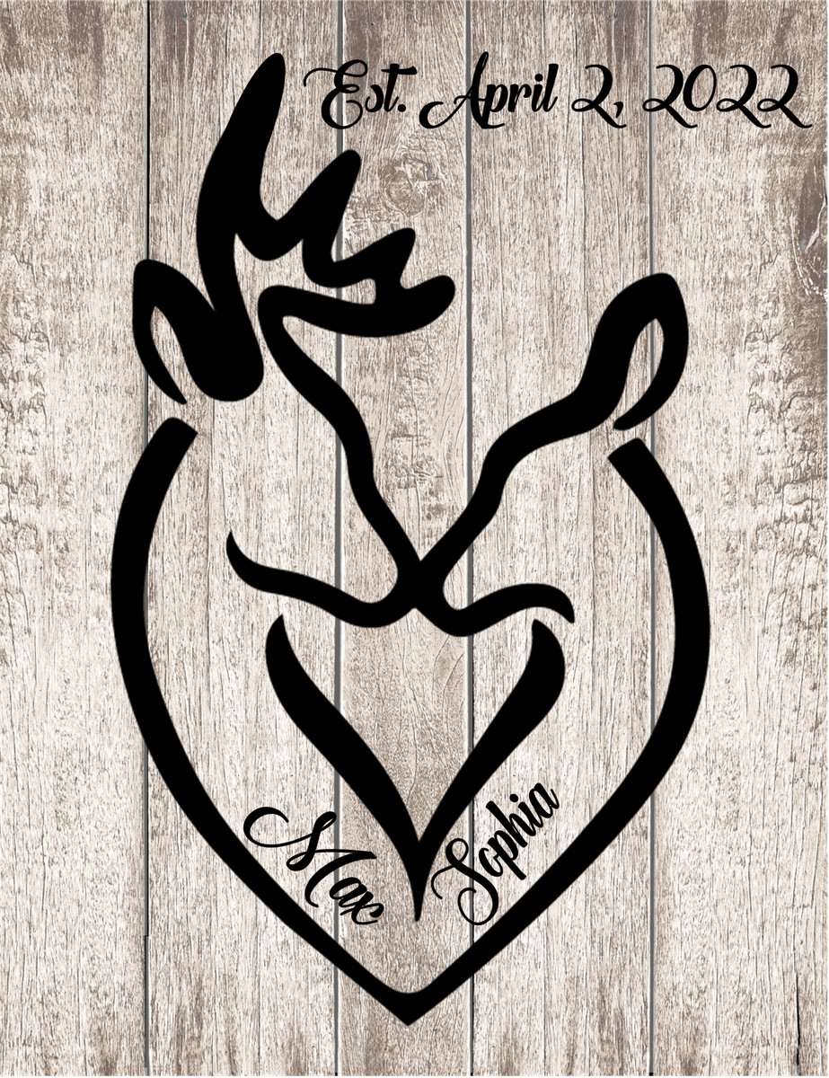 Silhouette Buck And Doe Heart Wedding