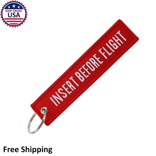 Insert Before Flight Pilot Red Aircraft Car Keychain Tag Travel Luggage ...