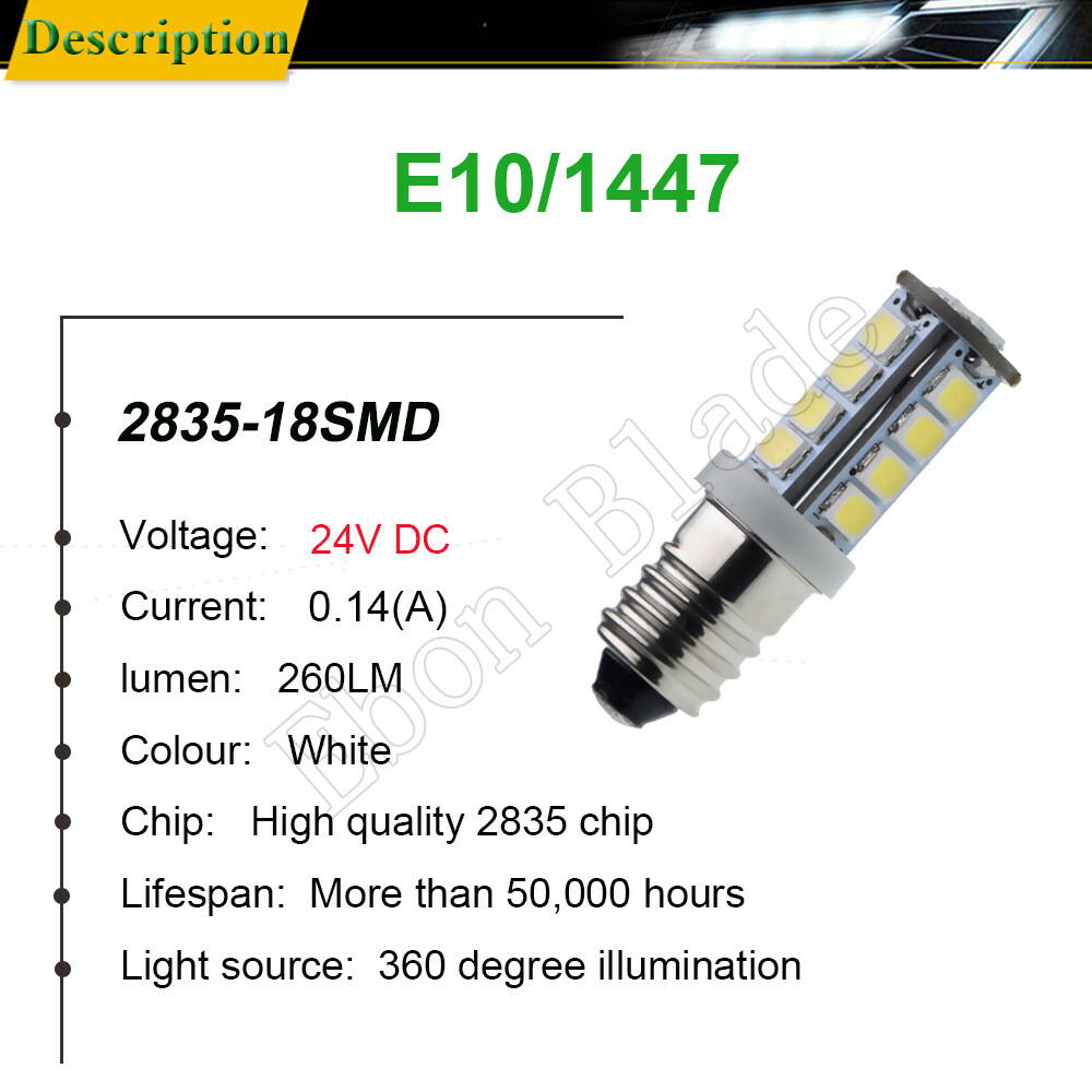 2 X E10 1447 Screw LED Bulb 2835 18SMD White 6000K Bright Light Lamp 3 ...