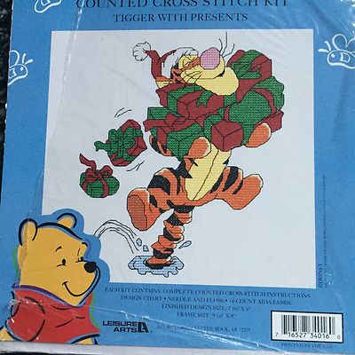 Disney Leisure Arts Pooh Counted Cross Stitch Kit Tigger Presents 34016 ...