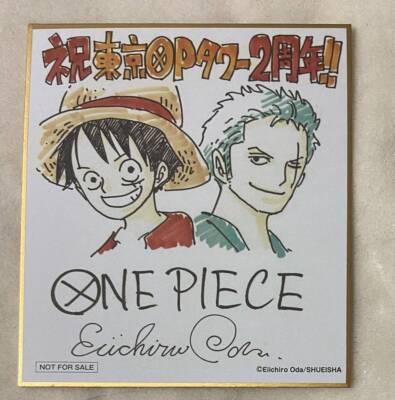 ONE PIECE Luffy &Zoro Eiichiro Oda Autograph Shikishi Art Card Tokyo ...