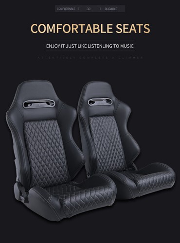2-Piece Ergonomic Sport Racing Seats Adjustable Double Slides PVC ...