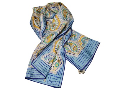 Vintage SCARVES by VERA Scarf Blue Orange Paisley Neck Made In Japan 45 ...