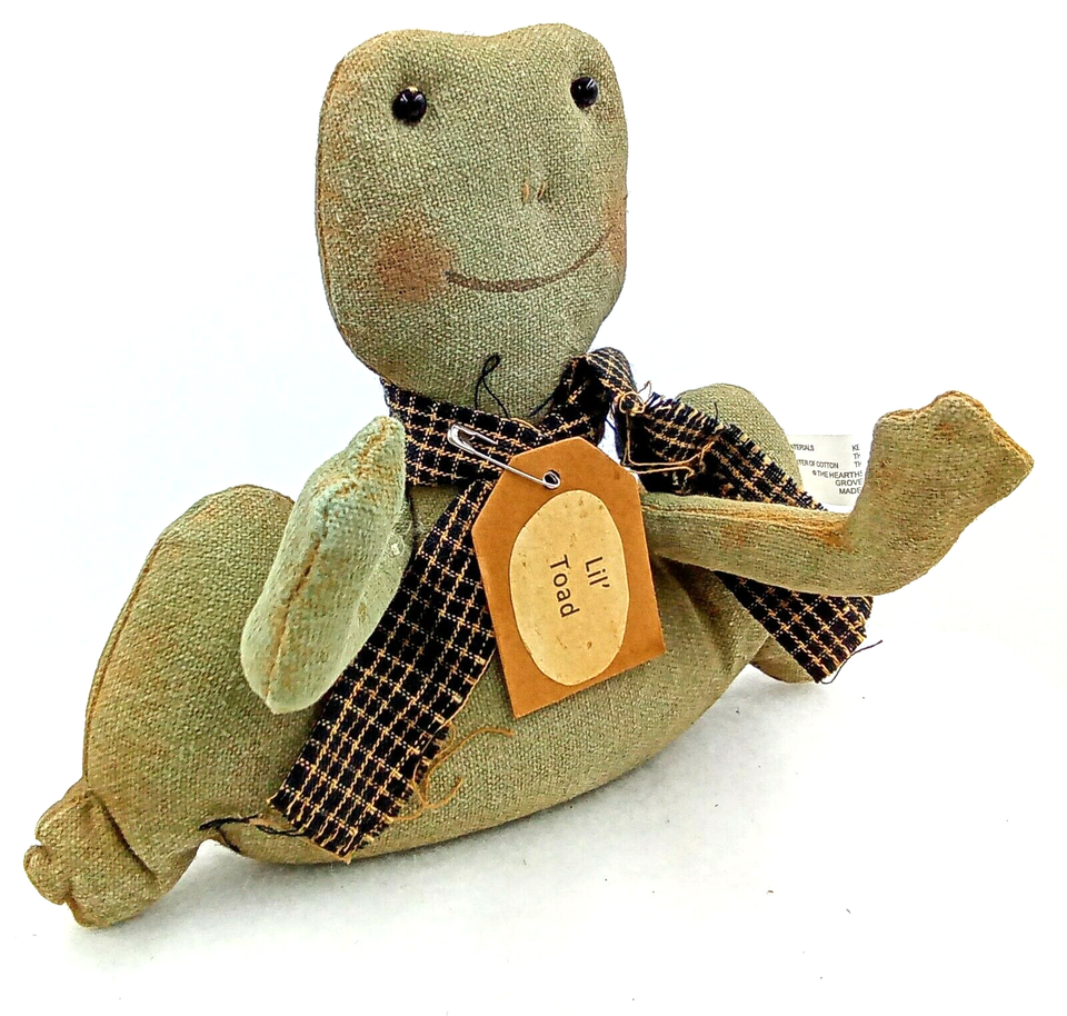 Lil Toad Frog Olive Green Plaid Scarf Name Tag Rosy Cheeks Black Bead ...
