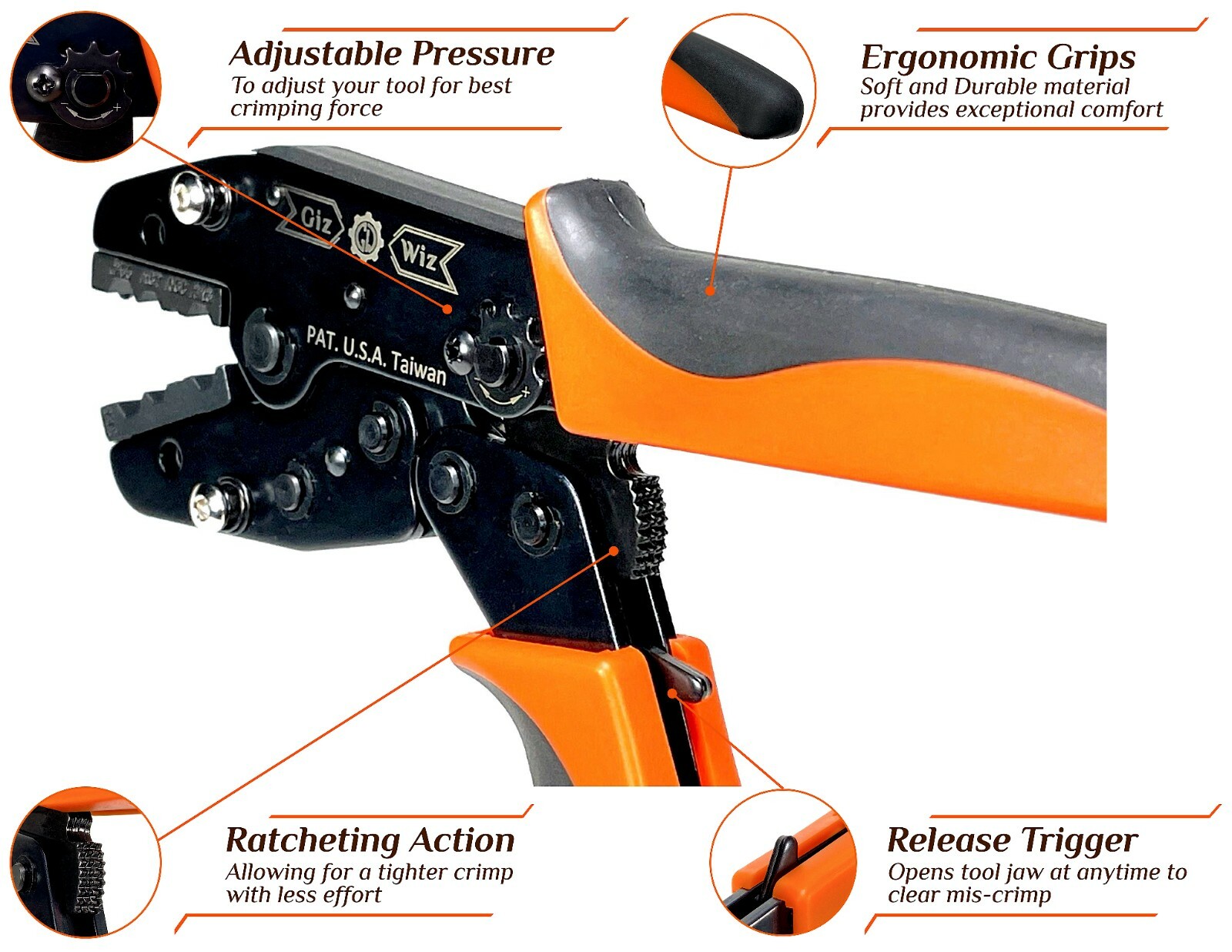 Quick Change RF Coax Crimp Tool 2 Dies RG62 RG179 RG174 RG58 RG8X Fiber ...