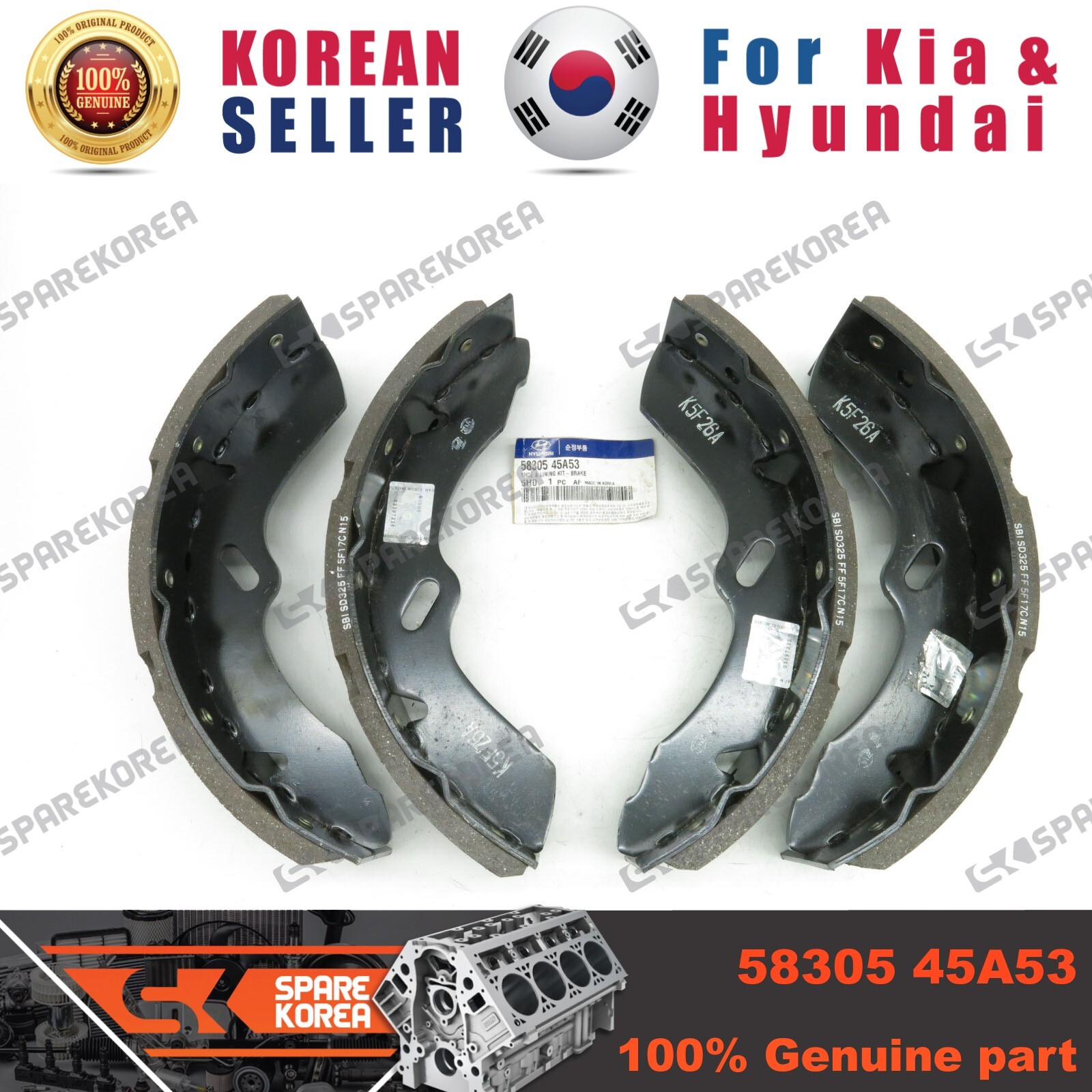 Genuine/OEM 5830545A53 SHOE & LINING KIT-BRAKE for Hyundai Mighty 2 | eBay