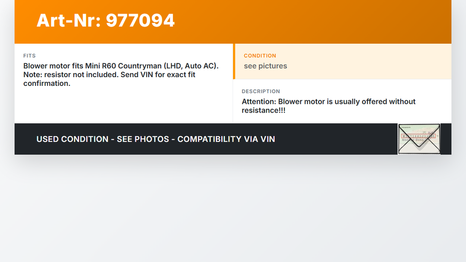 Blower motor Blower Motor Heating blower for Mini R60 Countryman 10-16 ...