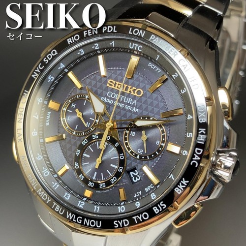 Seiko Couturela SSG010 Solar Chronograph World Time Radio Controlled ...