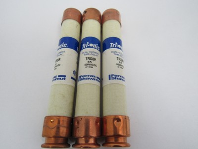 FERRAZ / SHAWMUT TRI-ONIC TIME DELAY FUSE TRS8R 8A 600V(LOT OF 3) | eBay