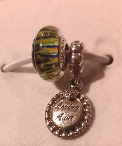 2pc New Authentic Pandora Sweet Aunt Charm PANDORA BEAD case or Pouch ...
