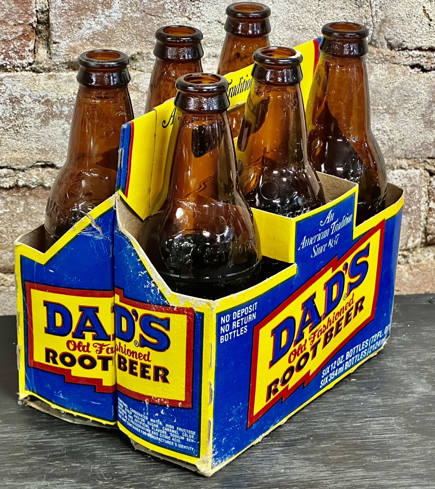 Vintage Dad's Old Fashioned Root Beer Six Pack Carton 12 oz Brown Glass ...