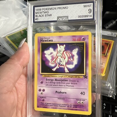 Vintage Pokemon 1999 Mewtwo #3 WB Movie WOTC Black Star PROMO Graded ...