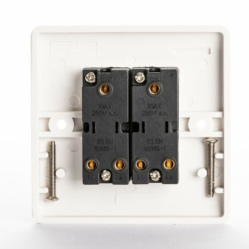 2 Gang 2 Way Light Switch Double Twin 2G White Plastic including Fixing ...