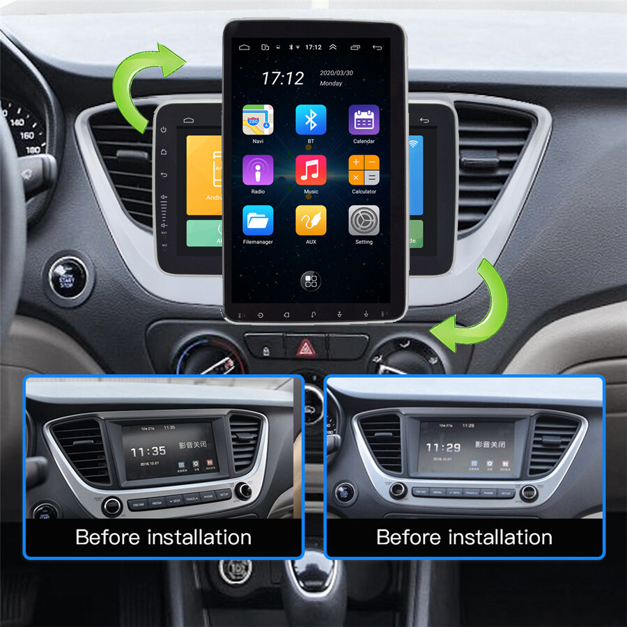 9" Rotatable Touch Screen Android 9.0 Quad Core Car Stereo Radio Video ...