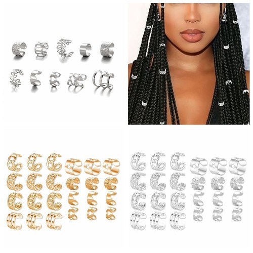 Silver Color Hair Jewelry Braid Accessories Non Piercing Ear Cuffs ...