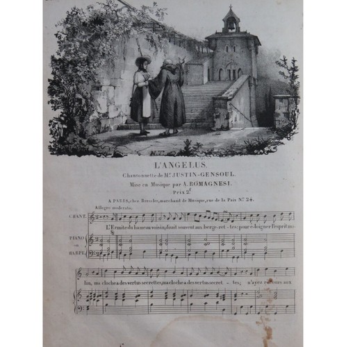 ROMAGNESI Antoine L'Angelus Chant Piano ou Harpe ca1830 | eBay