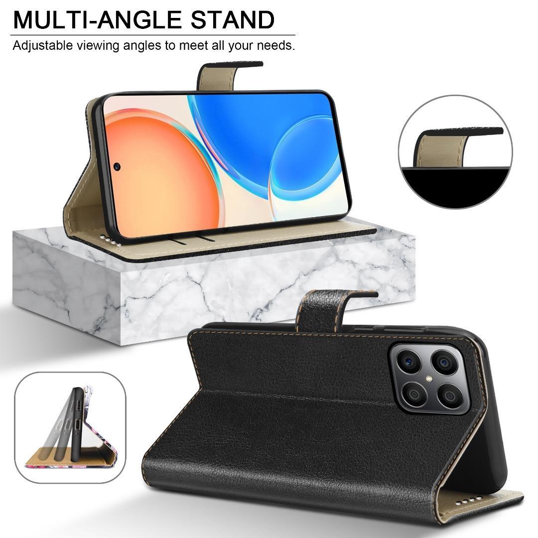 For Honor 70 Lite Case, Leather Wallet Flip Stand Phone Cover + Screen ...