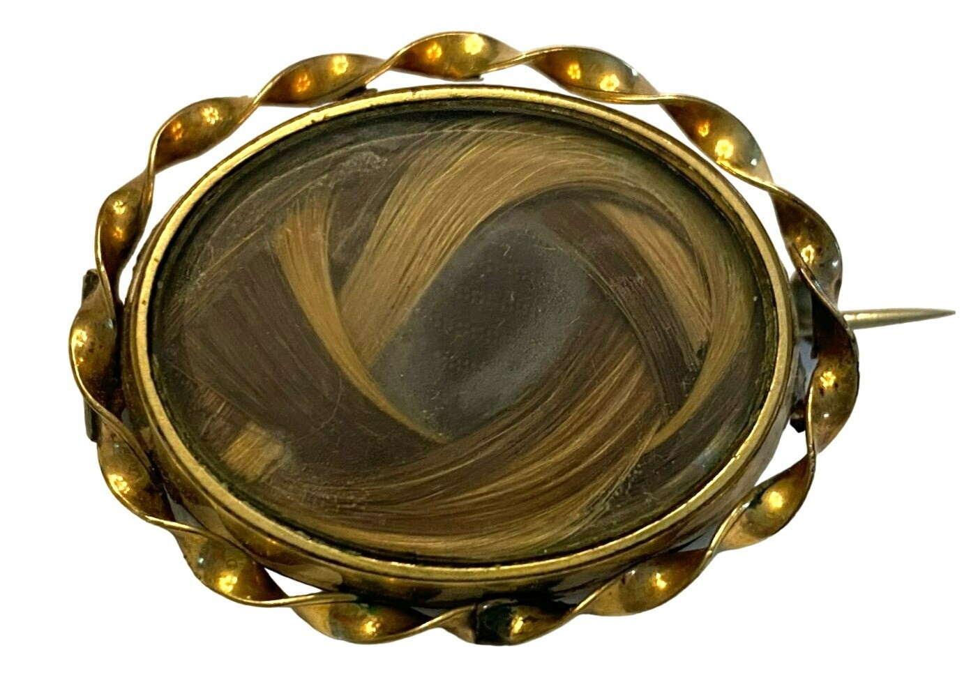 Antique Victorian Mourning Hair Receiver Brooch Pin M… - Gem