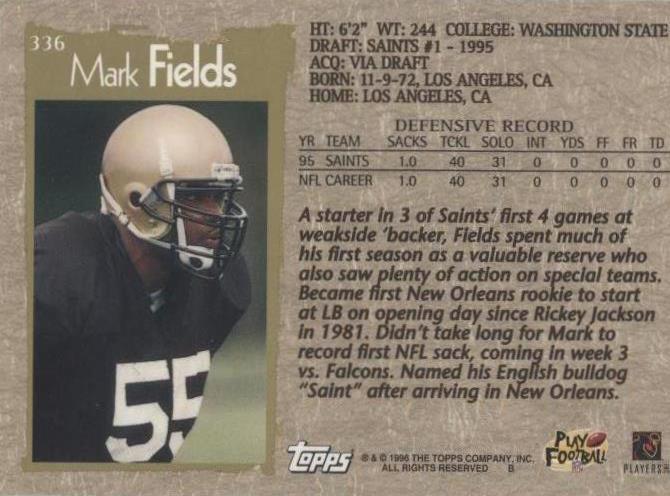 Las mejores ofertas en 1996 Topps Mark Fields #336 | eBay