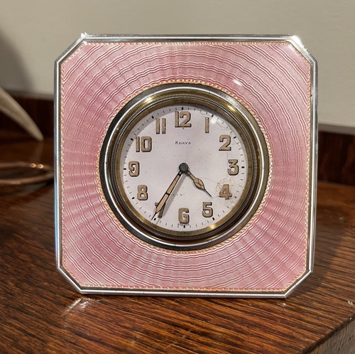 Antique Tiffany & Co Sterling Silver Guilloche Enamel Travel Desk Clock ...