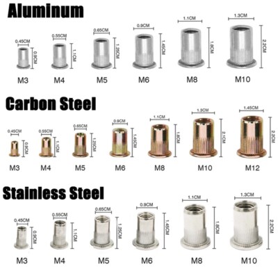 10x M3-M12 Flat Head Metric Threaded Blind Rivet Nut Insert Rivnut ...