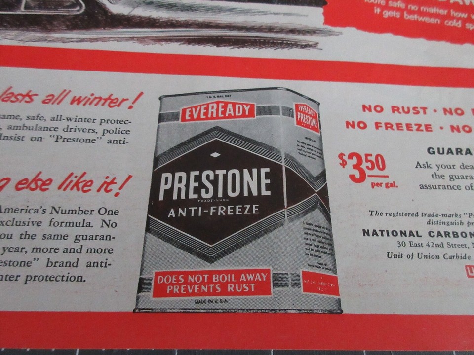 1949 Prestone Anti Freeze Safety's a Must, Print Ad | eBay