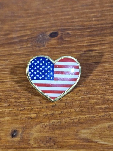 American Flag Heart Lapel Pin Excellent Vintage Condition B-004 | eBay