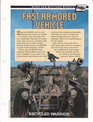 Fast Armored Vehicle FAV DPV VW Power Military Buggy Spec Sheet Fact ...
