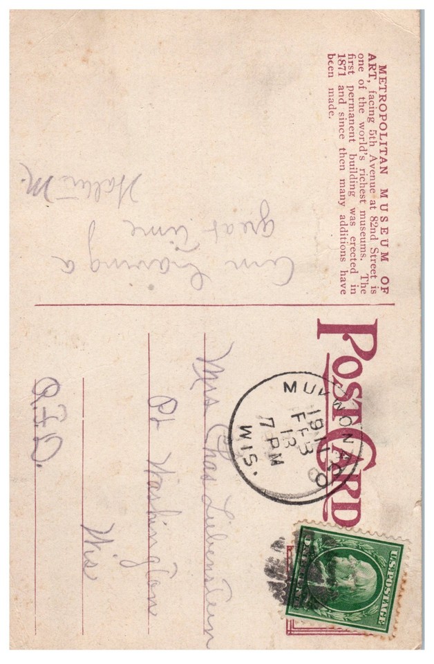 1911 Postcard Metropolitan Museum of Art New York Vintage Published | eBay