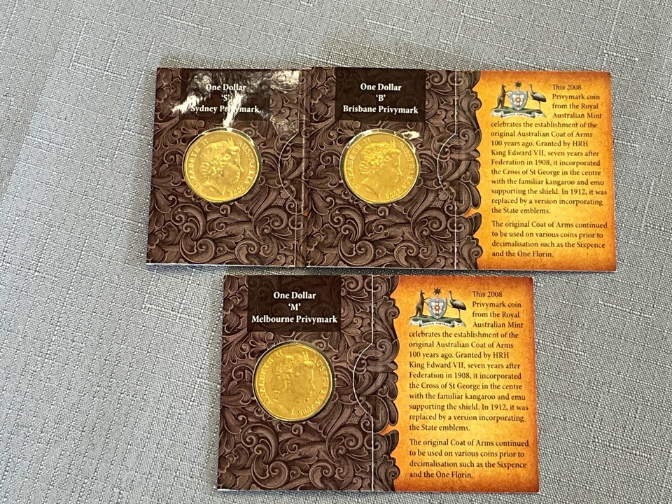 2008 COAT OF ARMS SET OF 3 PRIVT MARK 1 DOLLAR COINS | eBay Australia