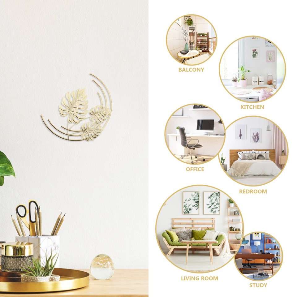 Living Room Wall Decor Gold Leaves Metal Art for House Hanging Modern ...