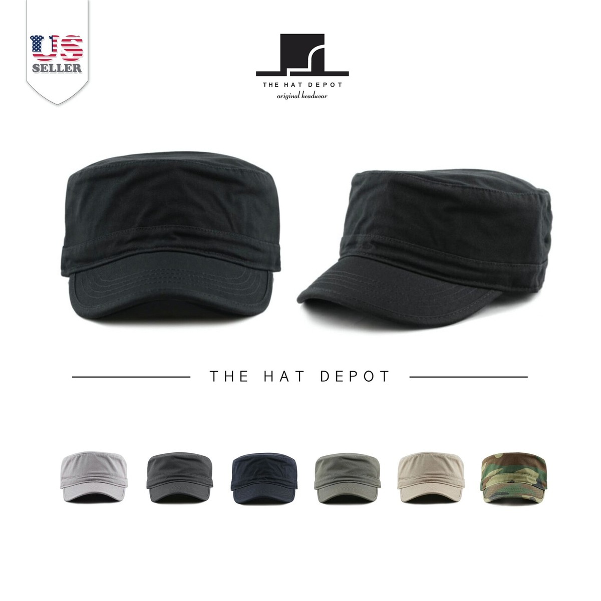 Military Hat Cadet Washed Army Cap - Adjustable Hook And Loop Closure ...