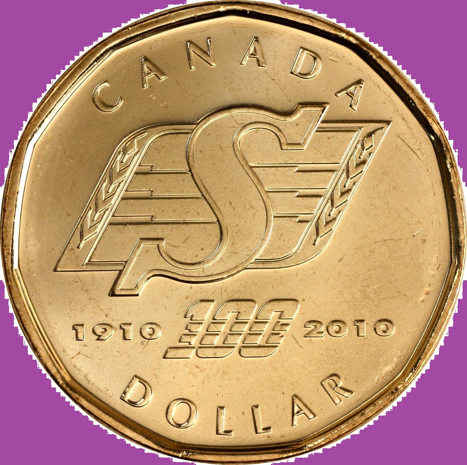 2010 Canada Saskatchewan Roughriders Loonie. Mint UNC One Dollar $1 ...