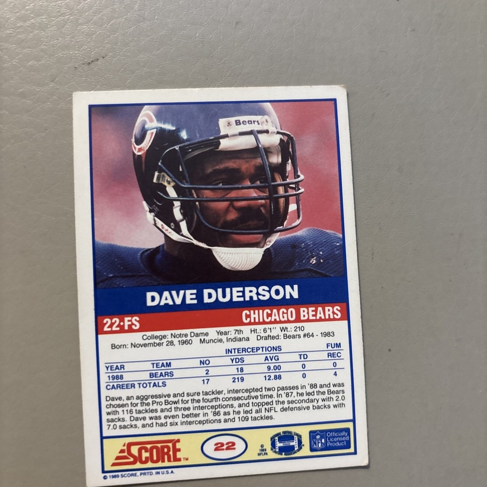 Dave Duerson #22 1989 Score | eBay