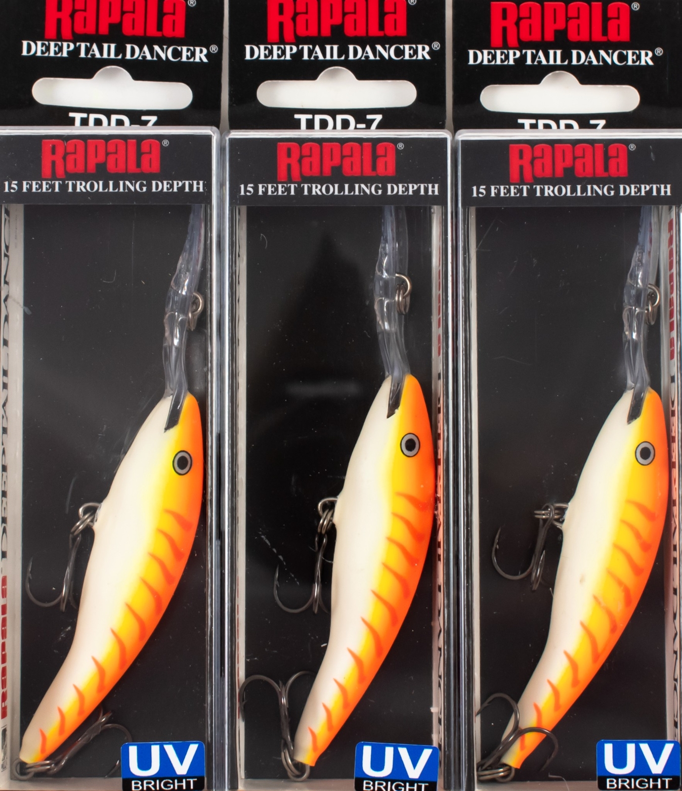 (LOT OF 3) RAPALA DEEP TAIL DANCER 5/16OZ TDD07OTU ORANGE TIGER UV ...