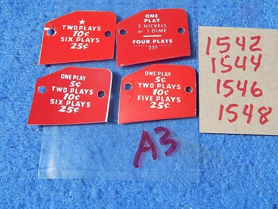 Rock-ola wallbox 1542 1544 1546 1548 Coin Pricing Inserts NOS - 4 ...