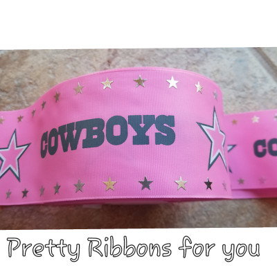Dallas COWBOYS SALE PINK FOIL STARS 3" grosgrain ribbon 50 yard roll | eBay