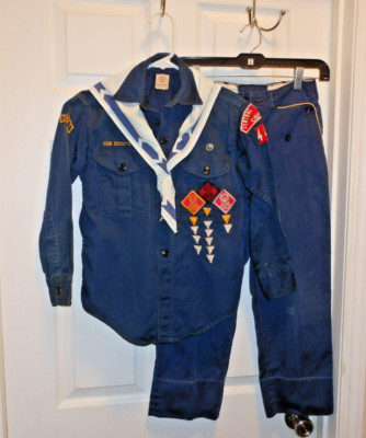Vintage 1960's Boys Cub Scouts Blue Uniform Shirt, Pants, & Blue ...
